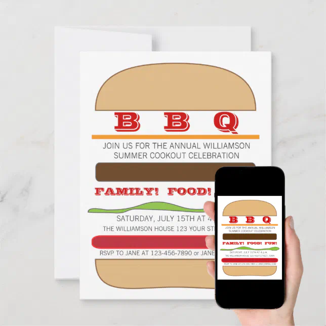 BBQ Burger Invitation | Zazzle