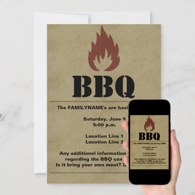 BBQ Flame Invitation | Zazzle