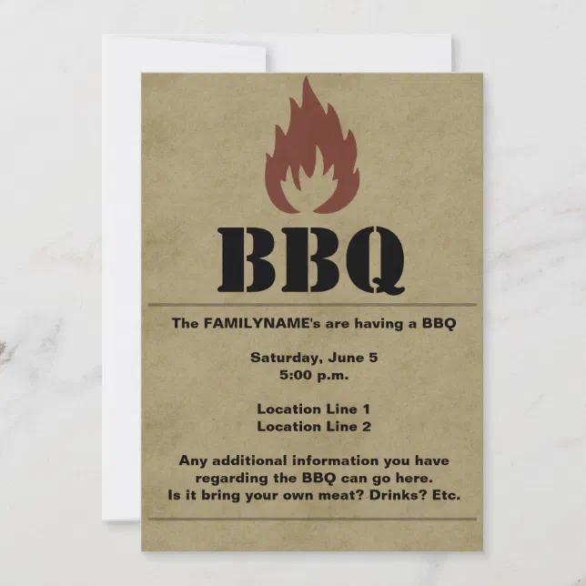 BBQ Flame Invitation | Zazzle