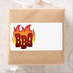 bbq flame text design label | Zazzle
