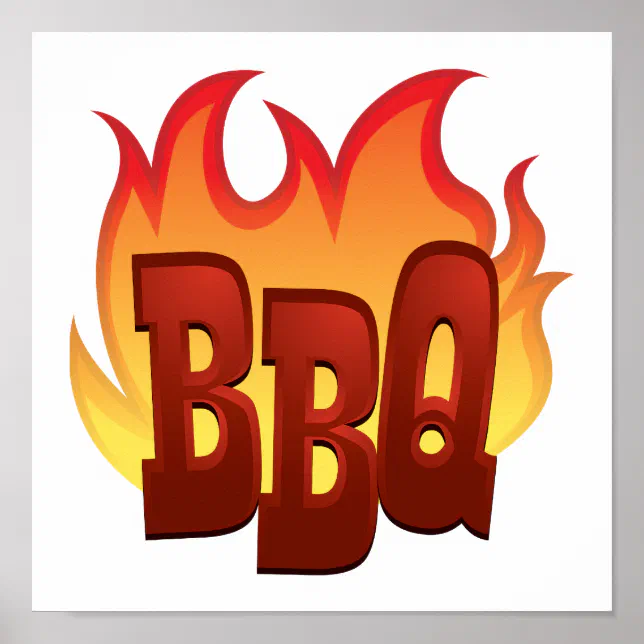 bbq flame text design poster | Zazzle