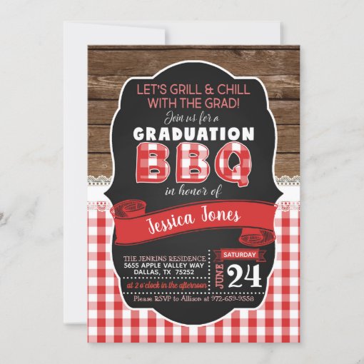 BBQ Graduation Party Invitation | Zazzle