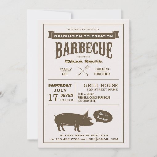 BBQ Graduation Party or Any Celebration Party Invitation | Zazzle