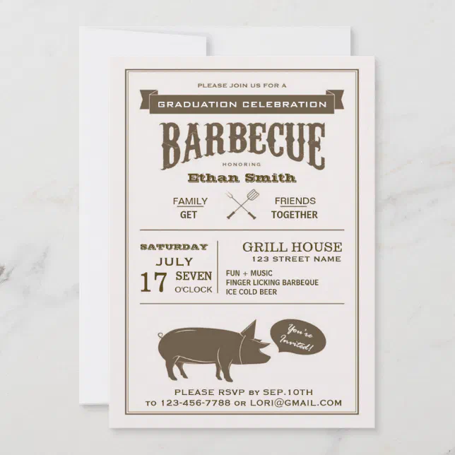BBQ Graduation Party or Any Celebration Party Invitation | Zazzle