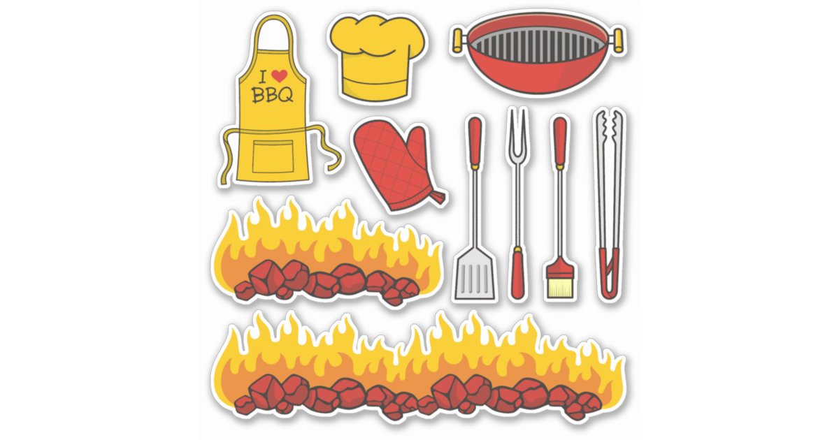 BBQ Icon Set Stickers | Zazzle