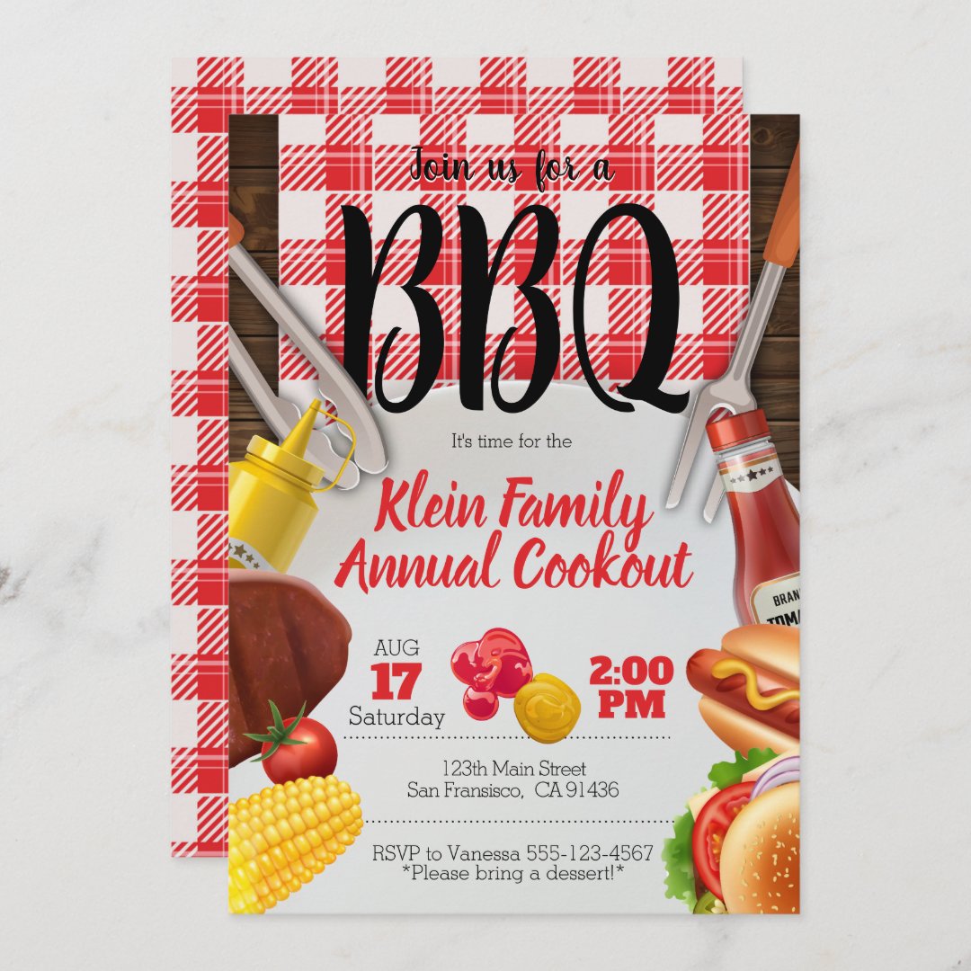 BBQ Invitation or Picnic Invitation for Cookout | Zazzle