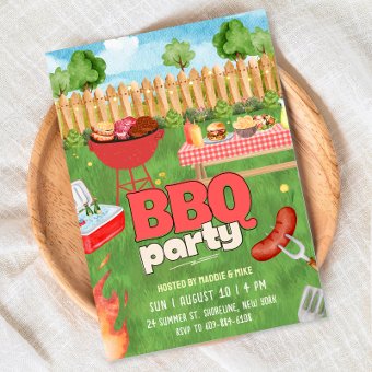 BBQ Party Summer Cookout Invitation | Zazzle