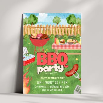 BBQ Party Summer Cookout Invitation | Zazzle