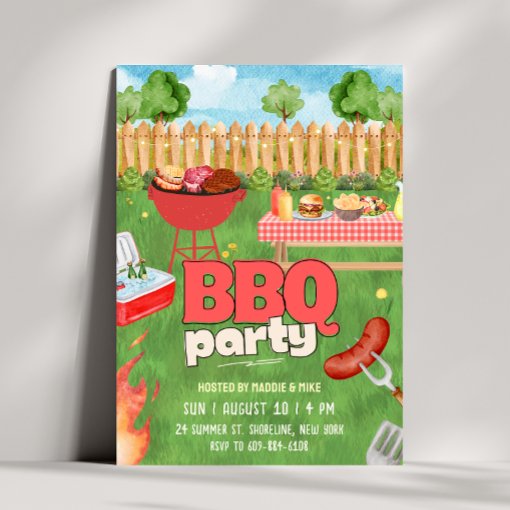 BBQ Party Summer Cookout Invitation | Zazzle