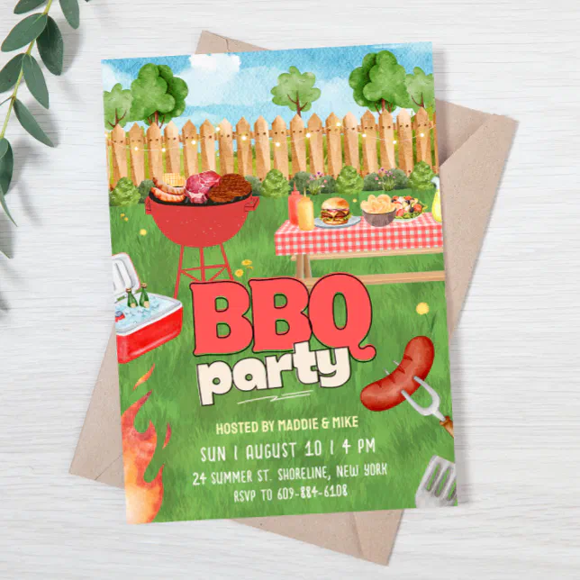 BBQ Party Summer Cookout Invitation | Zazzle