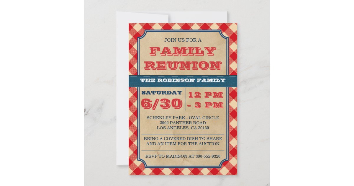 BBQ Picnic Rustic Family Reunion Invitation | Zazzle