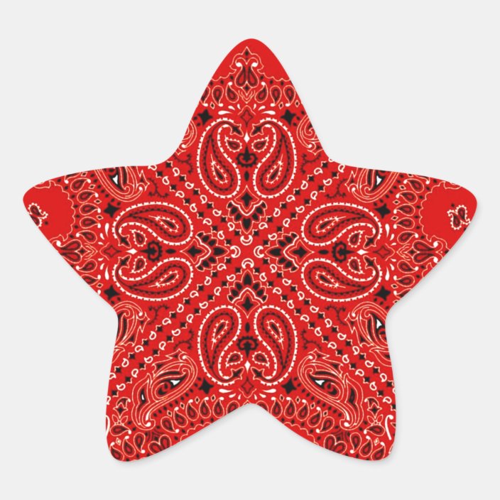 BBQ Red Paisley Western Bandana Scarf Print Star Sticker | Zazzle.com