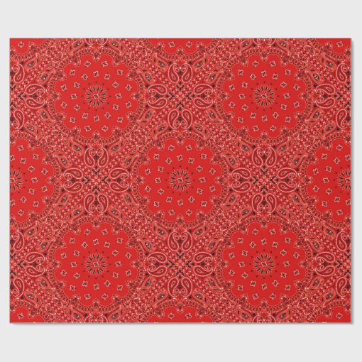 BBQ Red Paisley Western Bandana Scarf Print Wrapping Paper | Zazzle