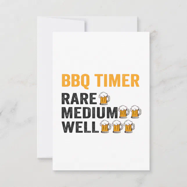 BBQ Timer Beer Drinking Funny Grilling Dad Gift Thank You Card | Zazzle