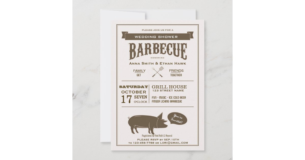 BBQ Wedding Couple's Shower Party Invitation | Zazzle