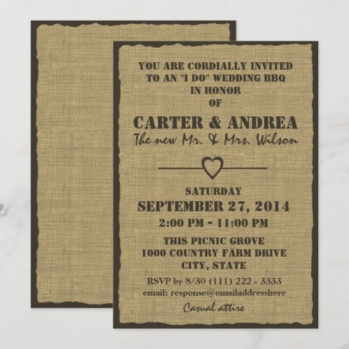 BBQ Wedding Reception Invitation | Zazzle