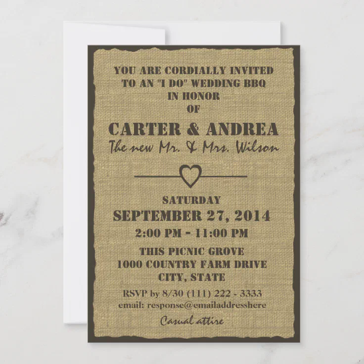 BBQ Wedding Reception Invitation | Zazzle