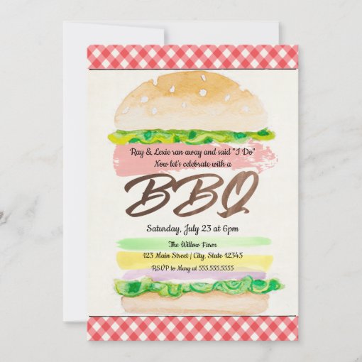 BBQ Wedding Reception Invitation | Zazzle