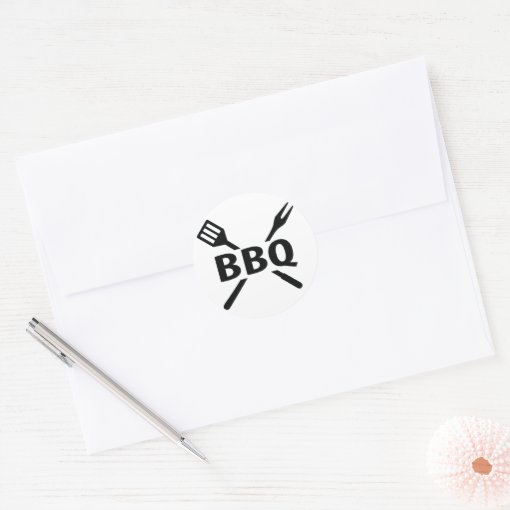 BBQ with cutlery icon Classic Round Sticker | Zazzle