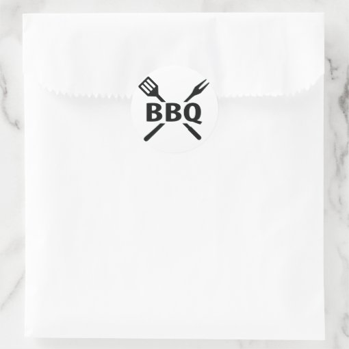 BBQ with cutlery icon Classic Round Sticker | Zazzle