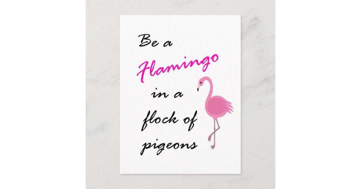 Be a Flamingo in a flock of pigeons Postcard | Zazzle