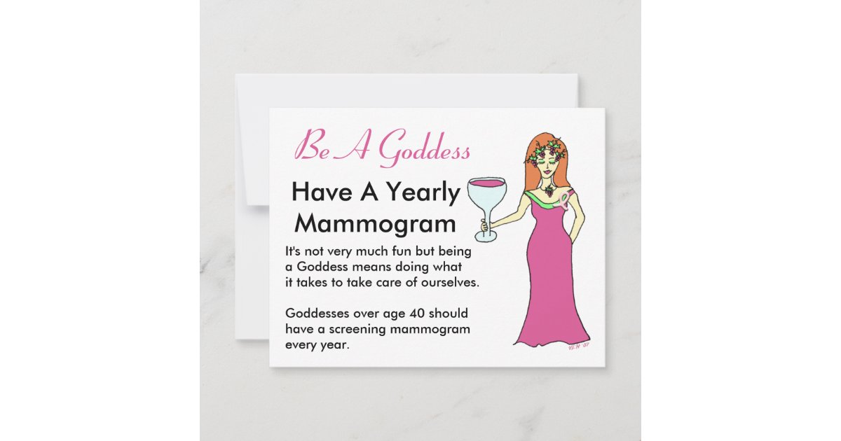 Be A Goddess, Have A Mammogram Wine Goddess BCA Card | Zazzle