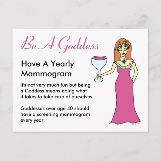 Be A Goddess, Have A Mammogram Wine Goddess BCA Postcard | Zazzle.com