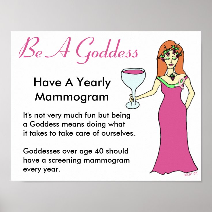 Be A Goddess, Have A Mammogram Wine Goddess BCA Poster | Zazzle