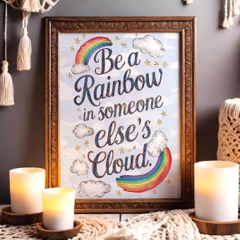 Be a Rainbow in Someone Else's Cloud Inspirational Poster | Zazzle