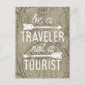 Be a Traveler Not a Tourist Map Typography Quote Postcard | Zazzle