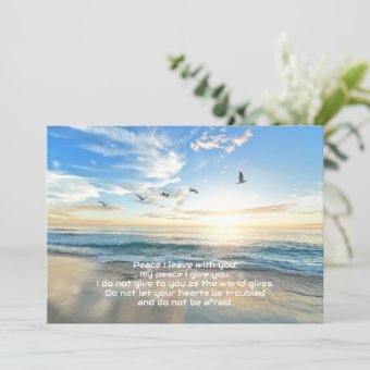 Be At Peace Christian Scripture Beach Scene Card | Zazzle