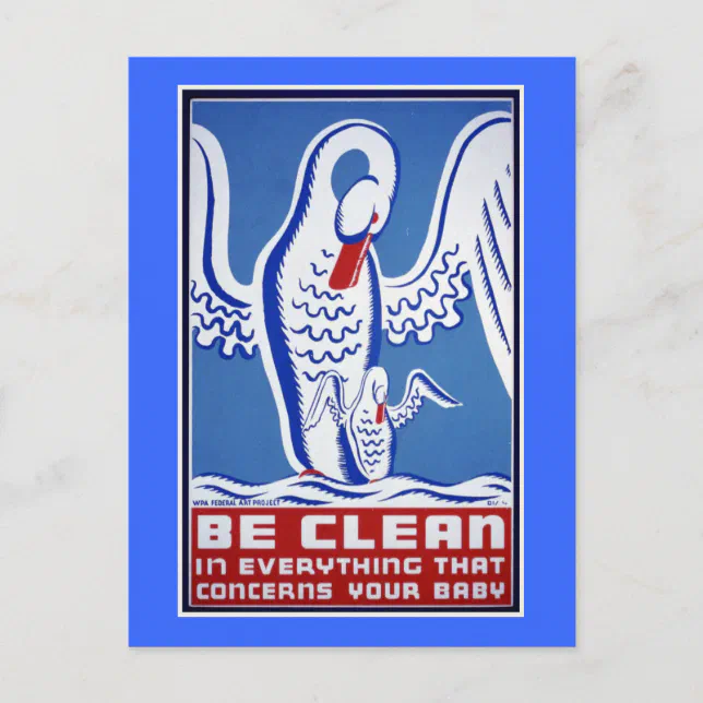 Be Clean Vintage WPA Poster Postcard | Zazzle