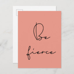 Be fierce black font postcard | Zazzle