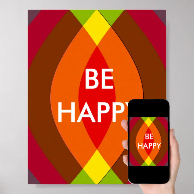 Be Happy ! Two Word Quote Inspirational Poster | Zazzle