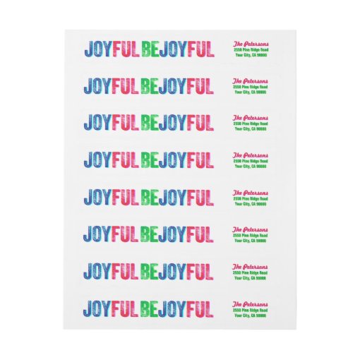 Be Joyful Colorful Holiday Letterpress Custom Wrap Around Label | Zazzle