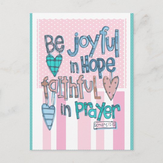 Be Joyful in Faith Pink Postcard | Zazzle.com