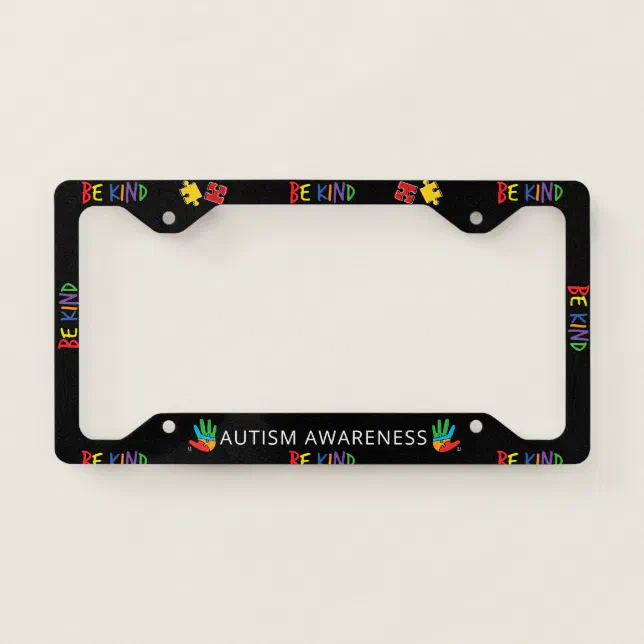 Be Kind Autism Awareness Puzzles Personalized License Plate Frame | Zazzle