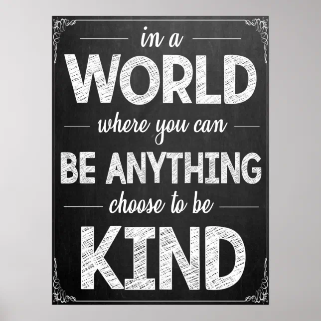 Be Kind Chalkboard Poster | Zazzle