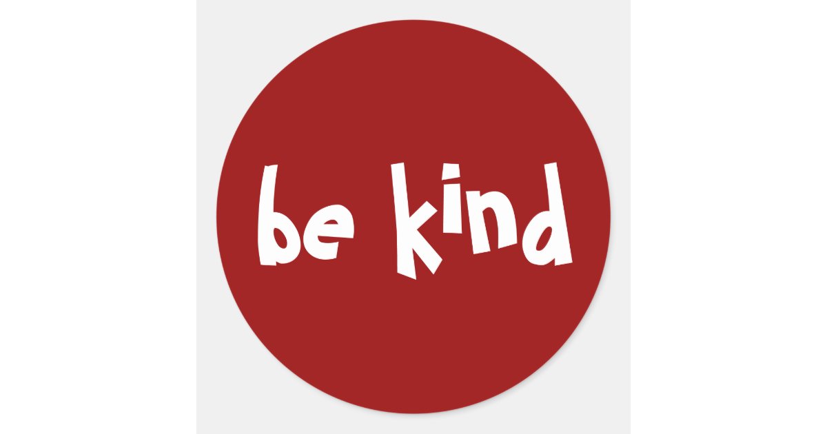 Be Kind RedTypography Navy White Classic Round Sticker | Zazzle