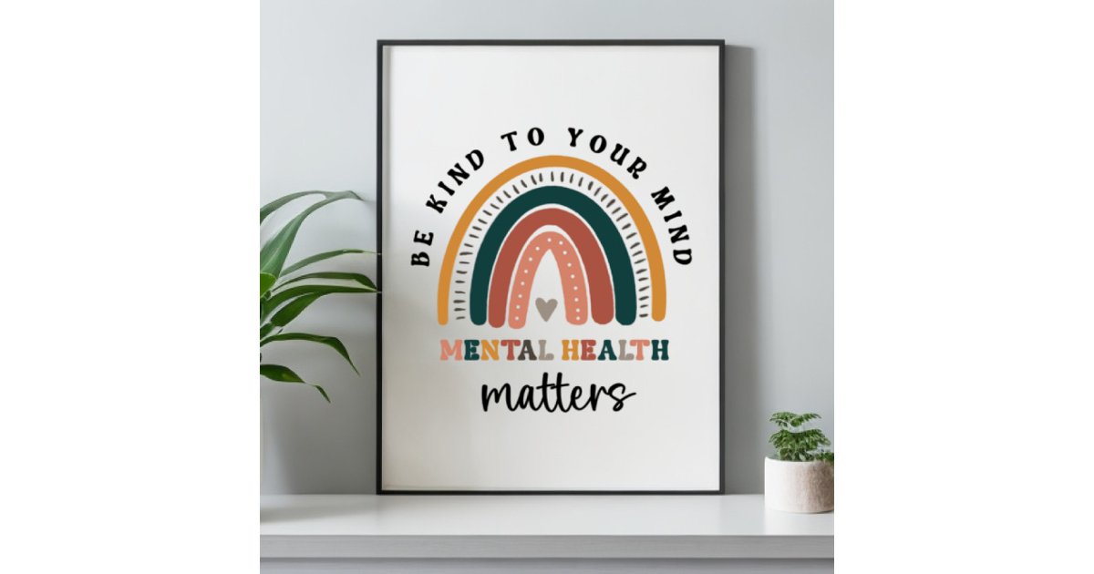 Be Kind To Your Mind, Mental Health Matters Poster | Zazzle