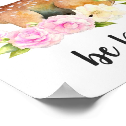 Be Kind | Woodland Deer Nursery Art Poster | Zazzle