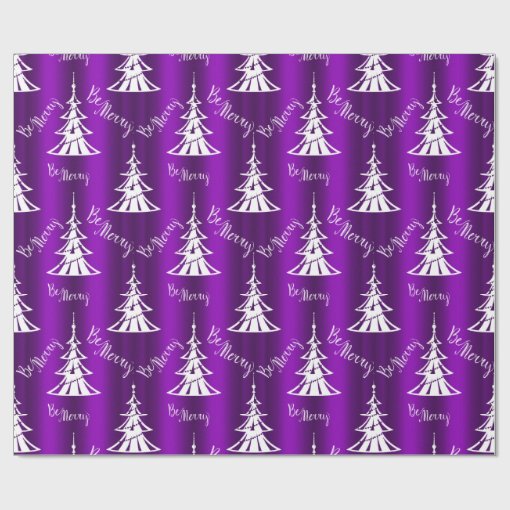 Be Merry Purple Christmas Wrapping Paper | Zazzle