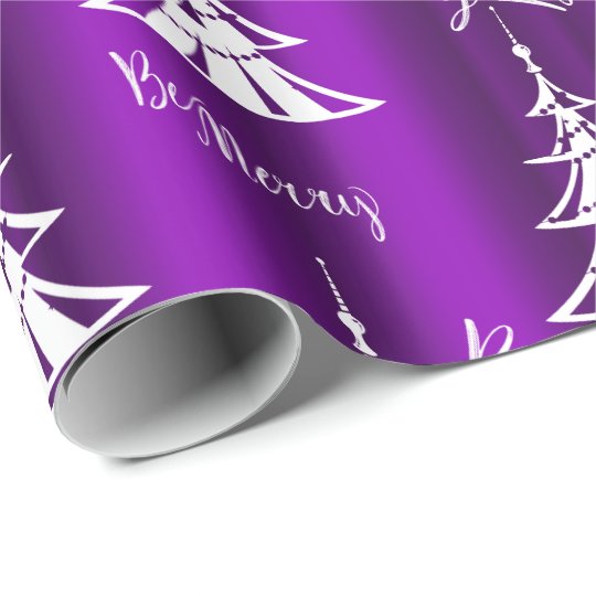 Be Merry Purple Christmas Wrapping Paper | Zazzle.com