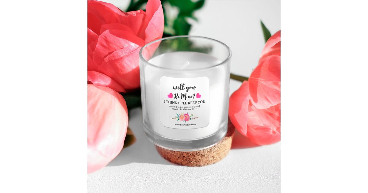 Be Mine | Floral Candle Label | Zazzle