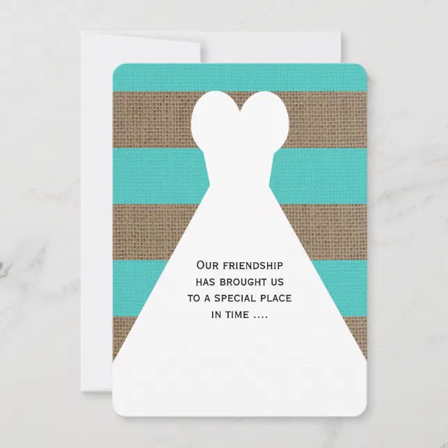 Be My Bridesmaid Poem Turquoise with Burlap Look Invitation | Zazzle