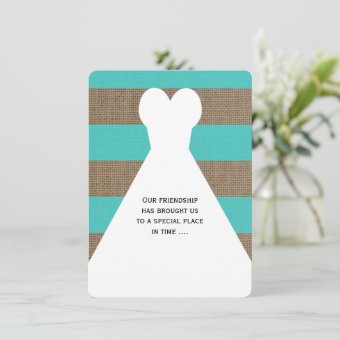 Be My Bridesmaid Poem Turquoise with Burlap Look Invitation | Zazzle