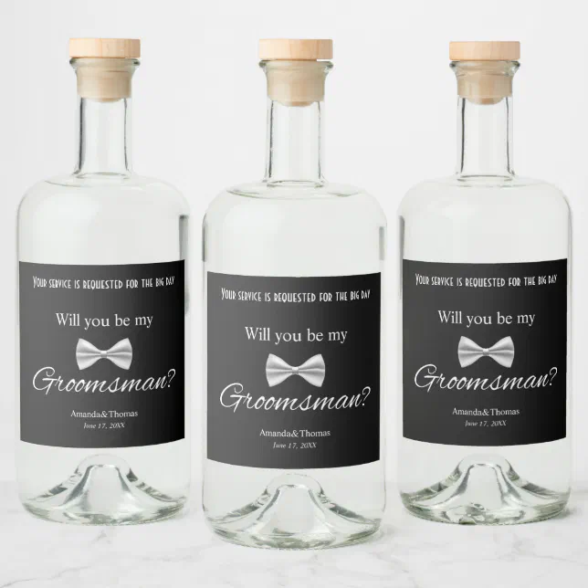 Be My Groomsman Proposal Modern Wedding Liquor Bottle Label | Zazzle