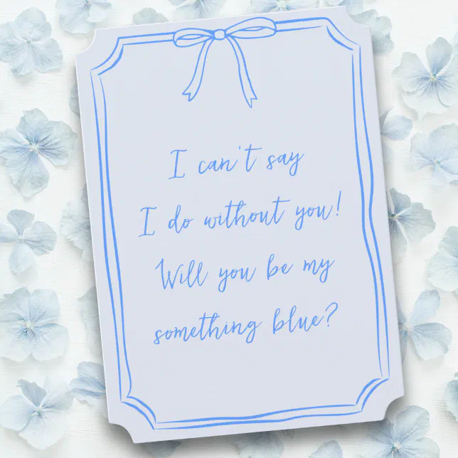 Be my something blue? Bow Bridesmaid Proposal Invitation | Zazzle