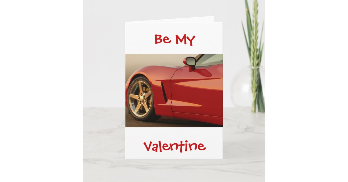 Be My Valentine Red Corvette Holiday Card | Zazzle