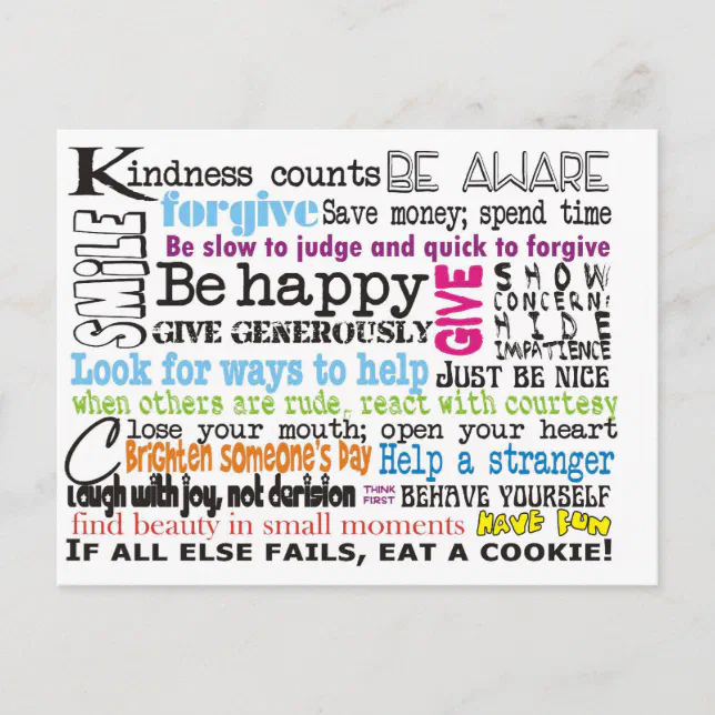 Be Nice, Etc. Postcard | Zazzle